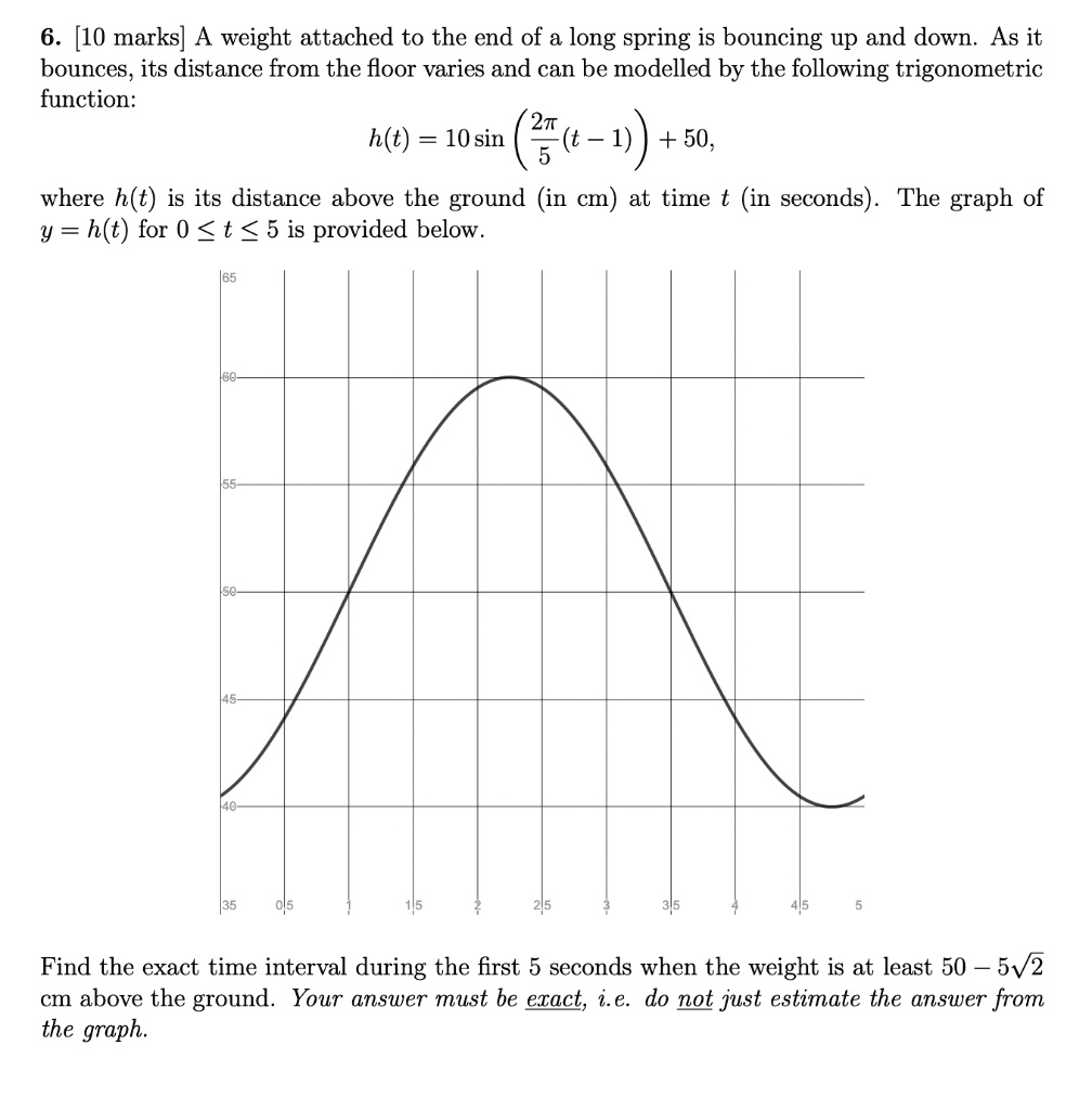 6 10 marks a weight attached to the end of a long spring is bouncing up ...