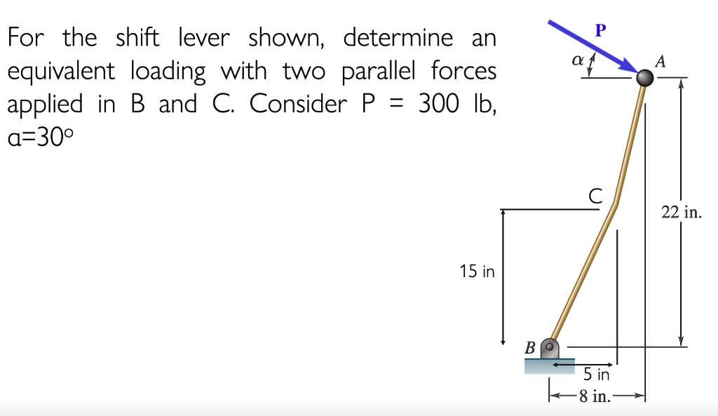 For the shift lever shown, determine an equivalent loading with two ...