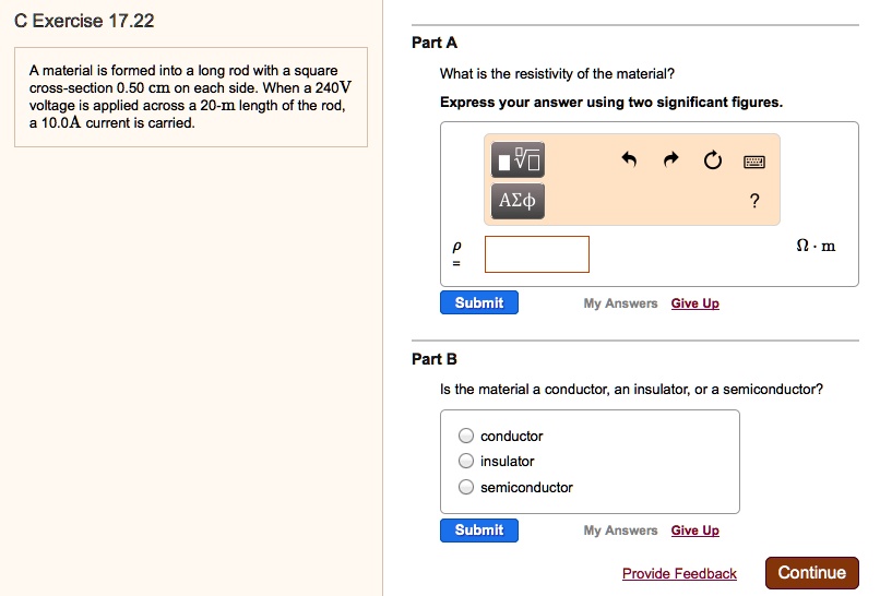 SOLVED: Physics 220 C Exercise 17.22 Part A A material is formed into a long rod with a square ...