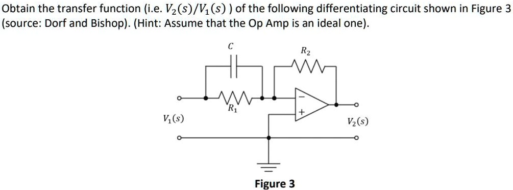 Obtain the transfer function (i.e. V2(s)/V1(s)) of the following ...