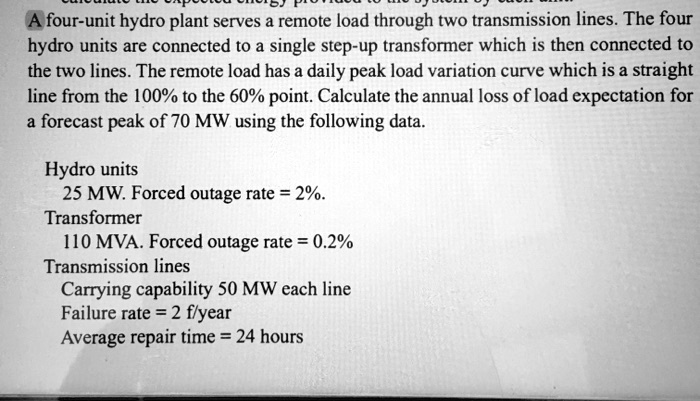 SOLVED: A four-unit hydro plant serves a remote load through two ...