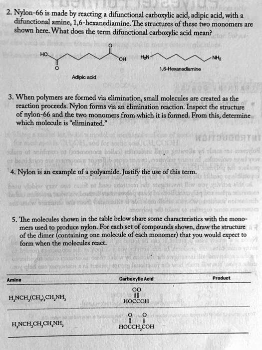 SOLVED: Nylon-66 is made by reacting a difunctional carboxylic acid ...