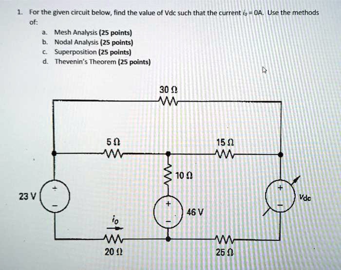 SOLVED: Can you solve using Thevenin's theorem? The correct answer is Vdc = -45. For the given ...