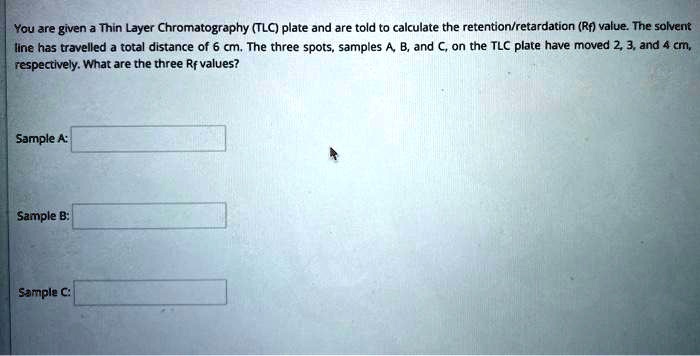 SOLVED: You are given a Thin Layer Chromatography (TLC) plate and are ...