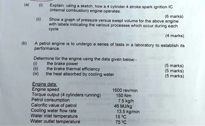 SOLVED: (a) (i Explain,using a sketch,how a 4 cylinder 4 stroke spark ignition IC (internal ...