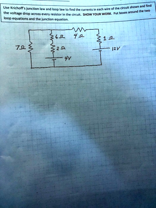 SOLVED: Use Kirchhoff's junction law and loop law to find the currents in each wire of the ...