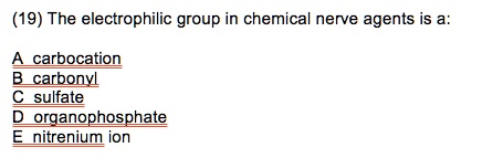 SOLVED: (19) The electrophilic group in chemical nerve agents is a ...