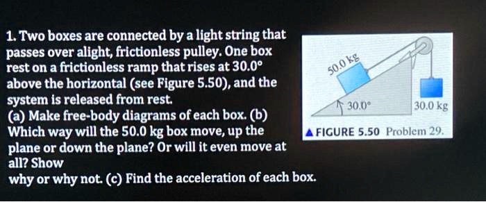 1 two boxes are connected by a light string that passes over alight ...