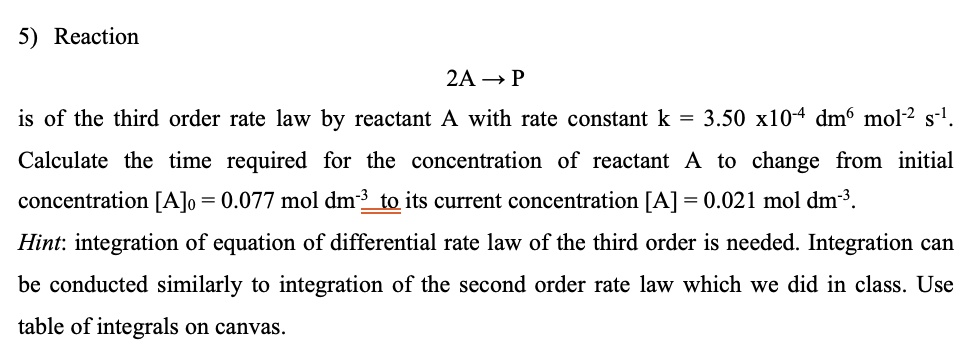 5 reaction 2a p is of the third order rate law by reactant with rate ...