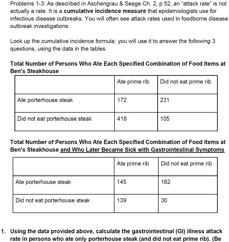 SOLVED: Using the data provided above, calculate the gastrointestinal ...