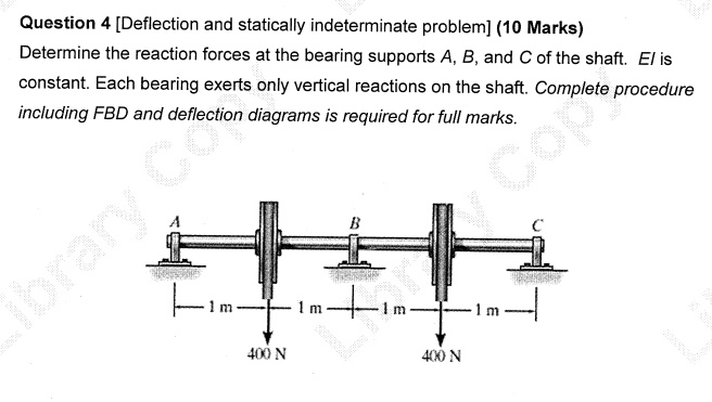 [GET ANSWER] Question 4 [Deflection and statically indeterminate ...
