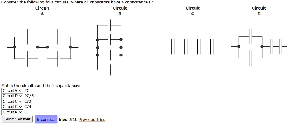 consider the following four circuits where all capacitors have ...