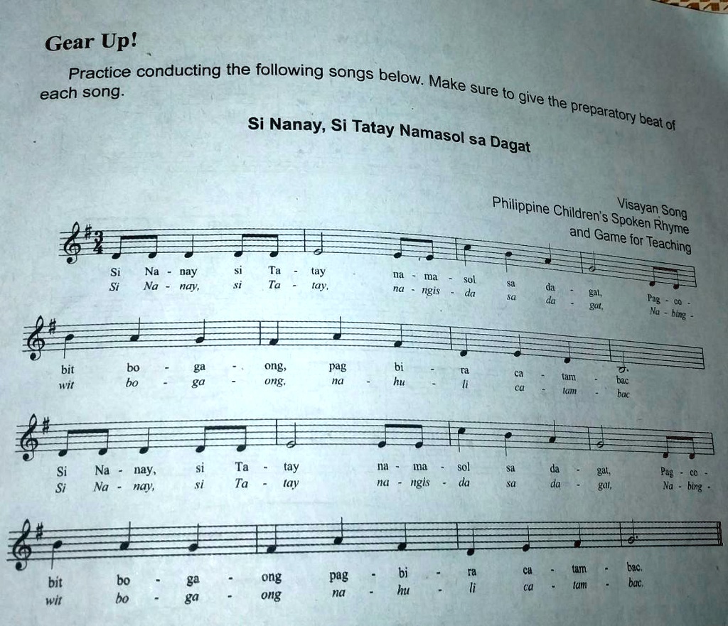 gear up practice conducting the following songs below make sure to give ...