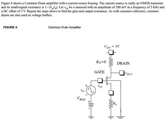 figure 4 shows a common drain amplifier with a current source biasing the current source is ...
