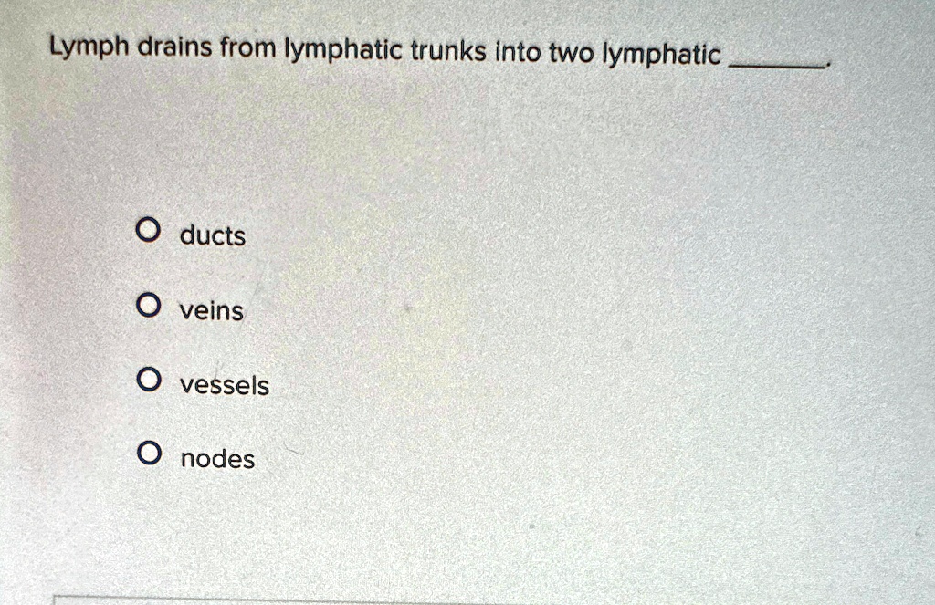Lymph drains from lymphatic trunks into two lymphatic ducts veins ...