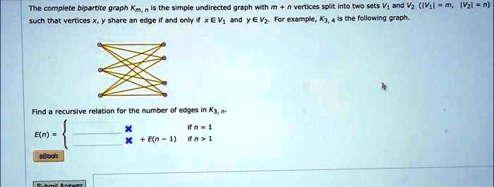 The complete bipartite graph Km is a simple undirected graph with m ...