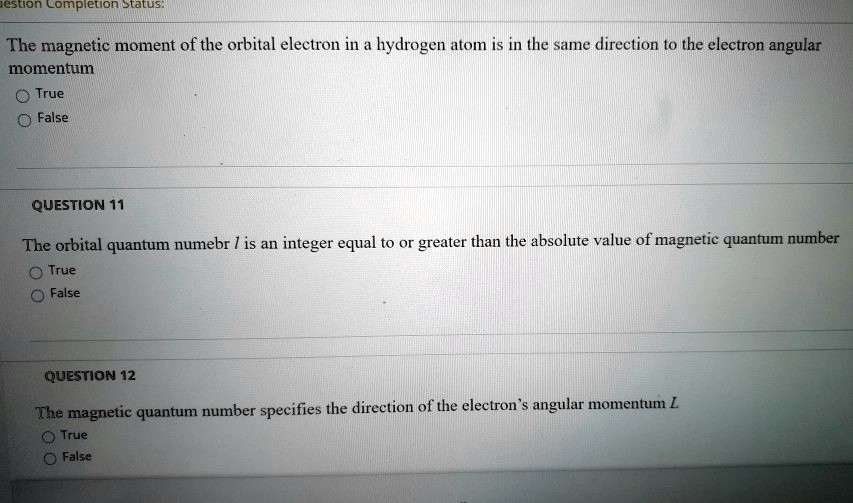 SOLVED:eston compietion btatus The magnetic moment of the orbital ...