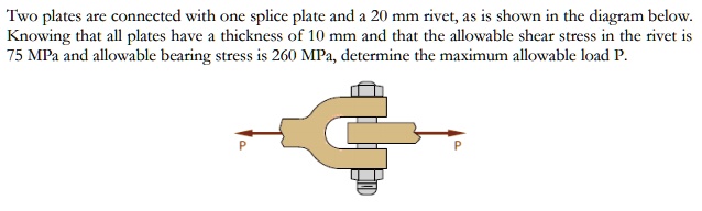 SOLVED: Two plates are connected with one splice plate and a 20 mm ...