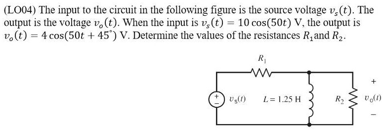 SOLVED: (LOO4) The input to the circuit in the following figure is the source voltage vs(t). The ...