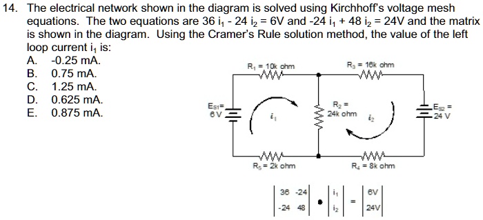 SOLVED: The electrical network shown in the diagram is solved using Kirchhoff's voltage mesh ...