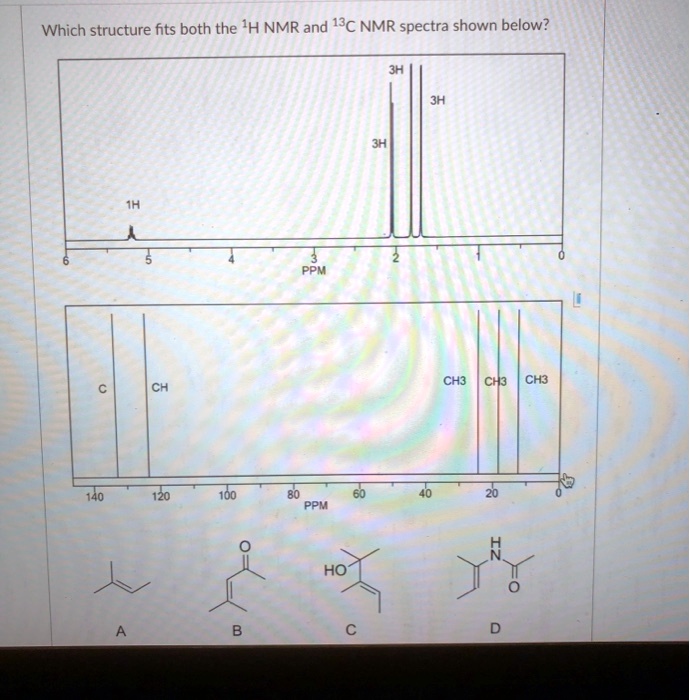 SOLVED:Which structure fits both the 'H NMR and 13C NMR spectra shown ...