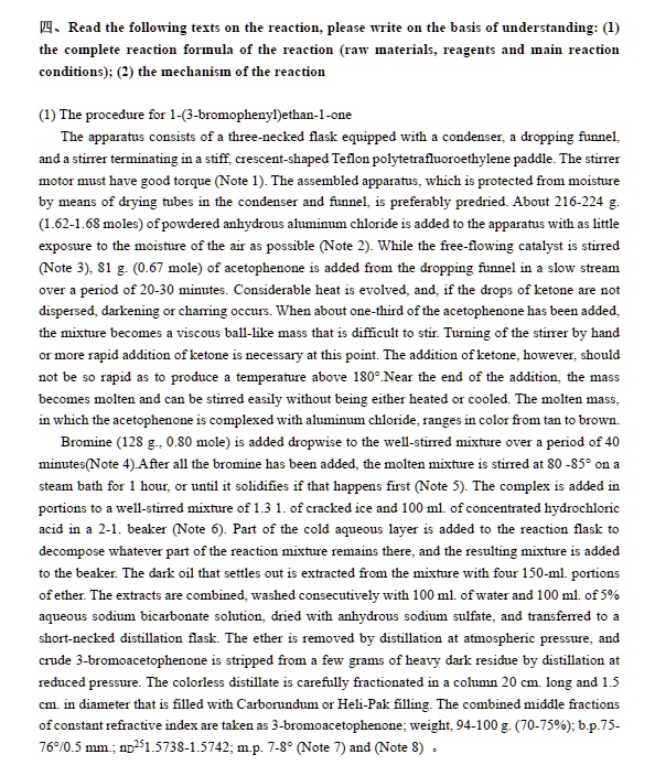 SOLVED: V. Read the following texts 0n the reaction; please nrite On ...