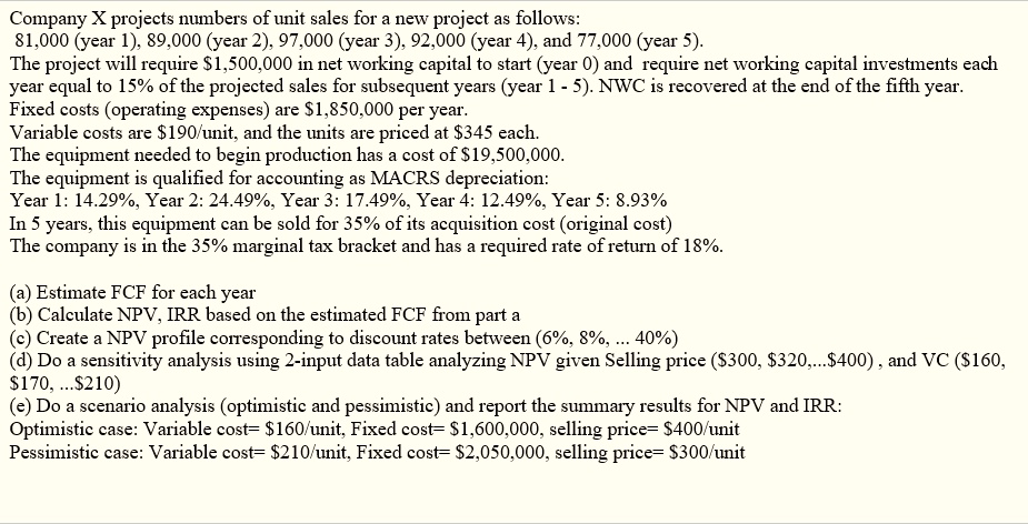 SOLVED: Please answer this question using Excel, thank you! Company X ...
