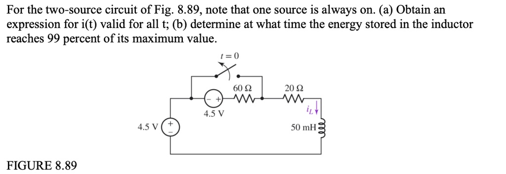 SOLVED: For the two-source circuit of Fig. 8.89, note that one source is always on. (a) Obtain ...