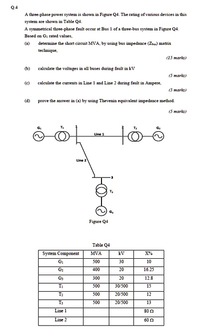 SOLVED: A three-phase power system is shown in Figure Q4. The ratings of various devices in this ...