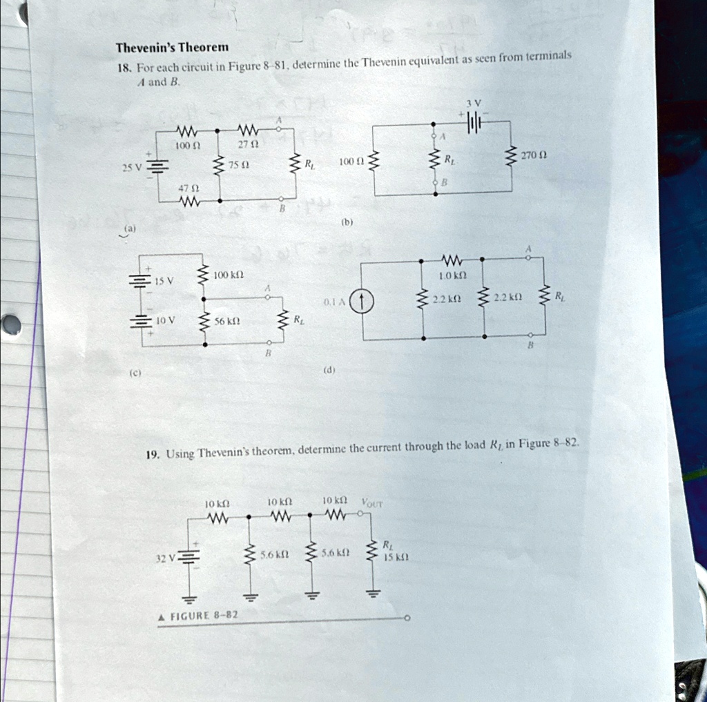 Thevenin's Theorem 18. For each circuit in Figure 8-81, determine the Thevenin equivalent as ...