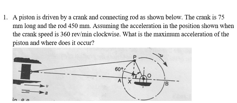 1 a piston is driven by a crank and connecting rod as shown below the ...