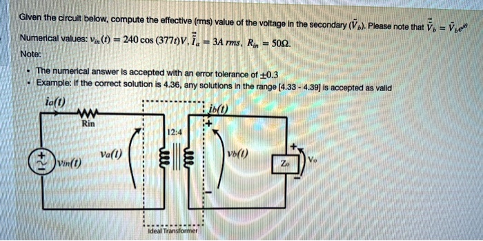 SOLVED: Given the circuit below, compute the effective RMS value of the ...