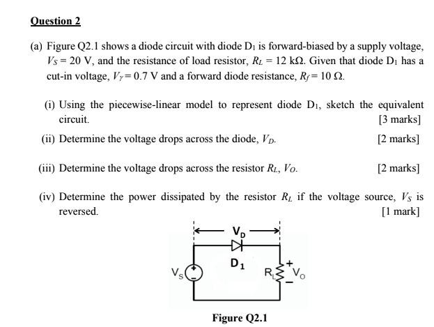 Question 2 (a) Figure Q2.1 shows a diode circuit with diode...