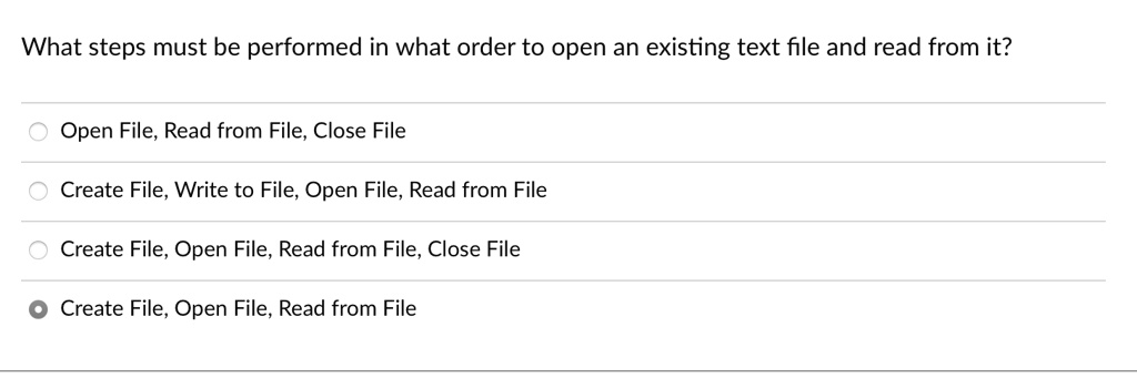 SOLVED: What steps must be performed in what order to open an existing ... SOLVED: What steps must be performed in what order to open an existing ...