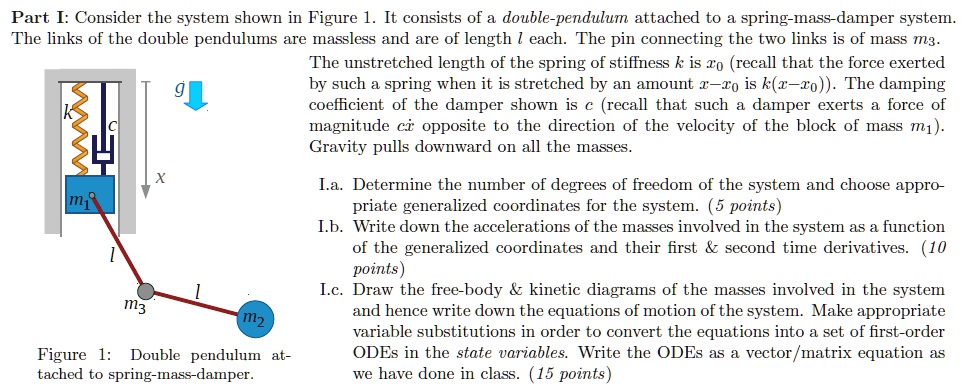 SOLVED: Part I: Consider the system shown in Figure 1. It consists of a ...