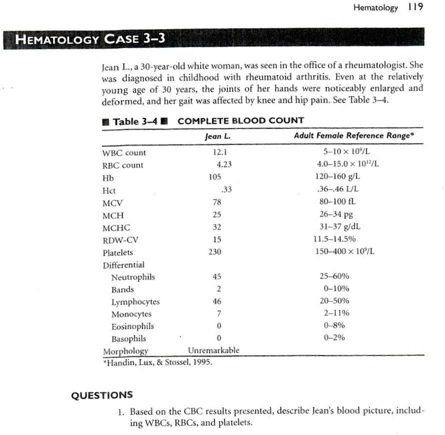 hematology 19 hematology case 3 3 jean la 30 year old white woman was ...