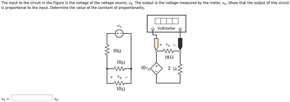 SOLVED: The input to the circuit in the Figure is the voltage of the voltage source, Vs. The ...