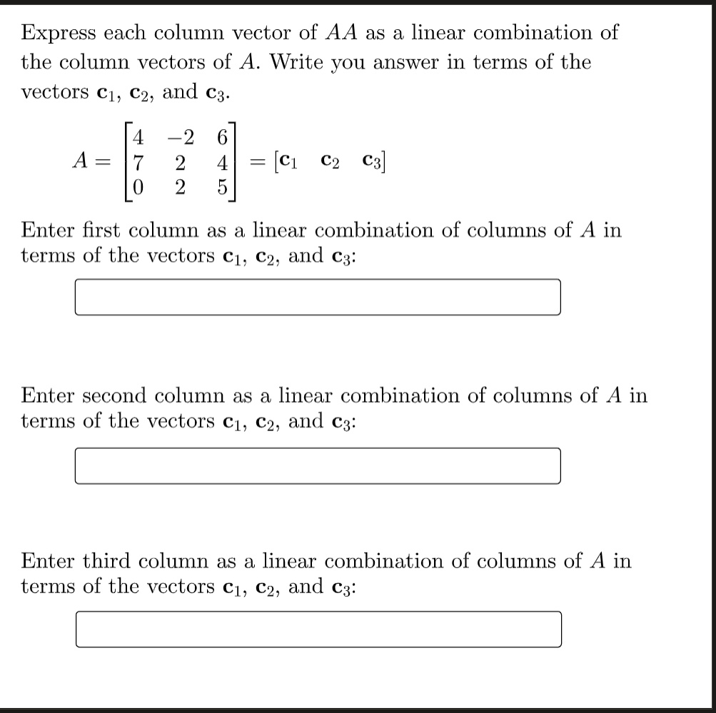 Writing Vectors As Linear Combinations