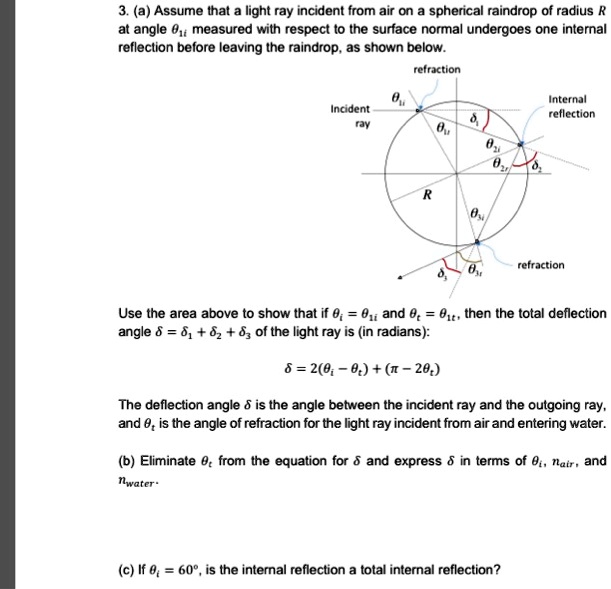 SOLVED: (a) Assume that a light ray incident from air on a spherical ...