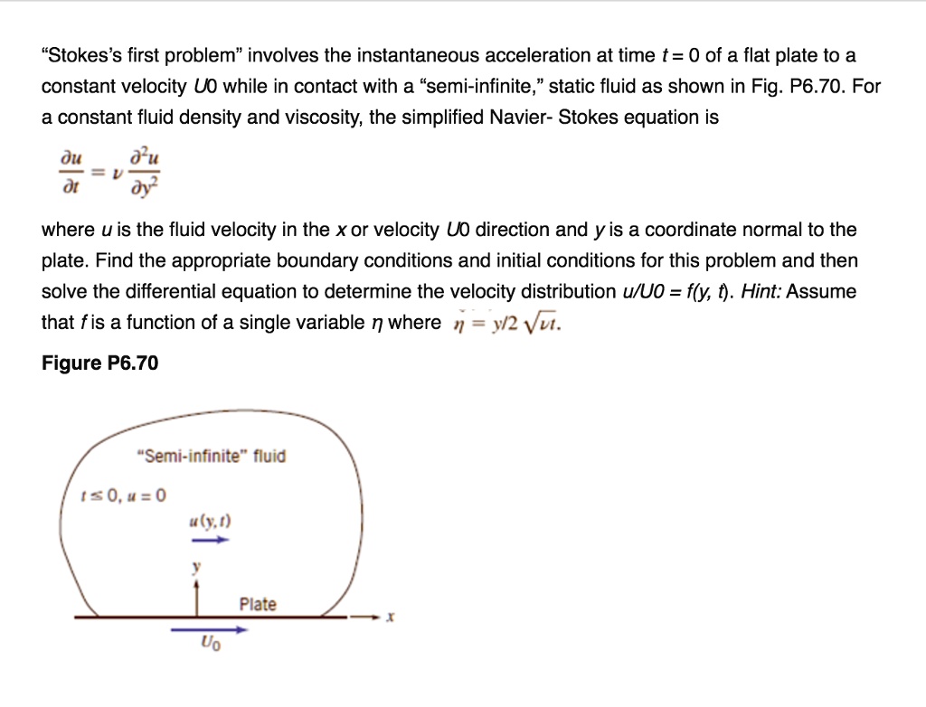 SOLVED: "Stokes's first problem" involves the instantaneous ...