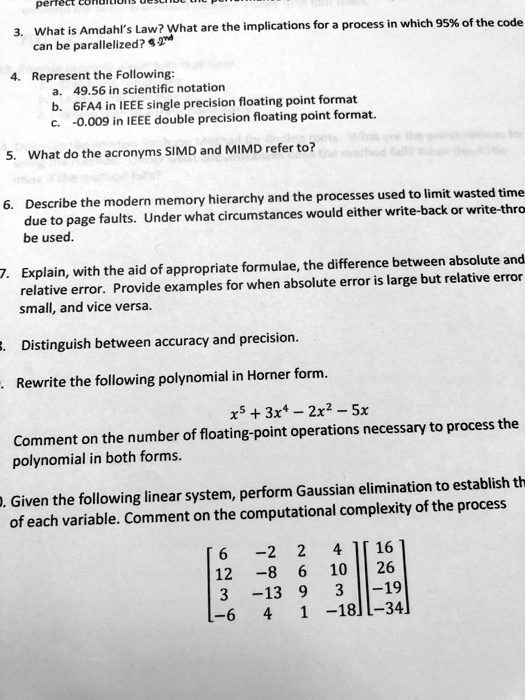 Solved Computer Science Question Number 3 And 8 3what Is Amdahls Law What Are The