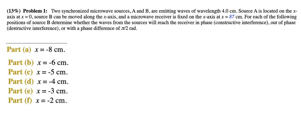 VIDEO solution: Problem I: Two synchronized microwave sources, A and B ...