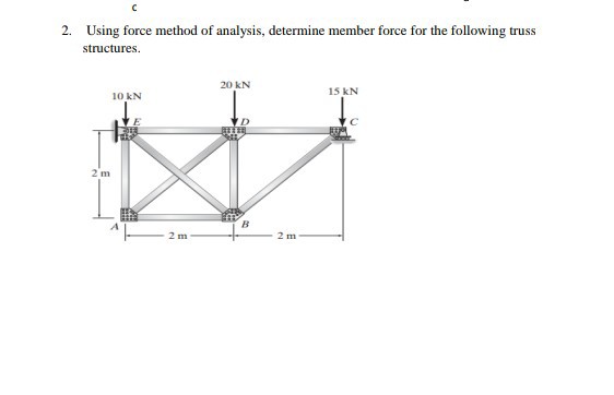 SOLVED: C 2. Using force method of analysis, determine member force for ... SOLVED: C 2. Using force method of analysis, determine member force for ...