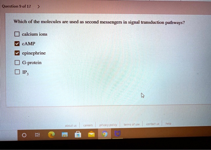 SOLVED: Which of the molecules are used as second messengers in signal transduction pathways ...