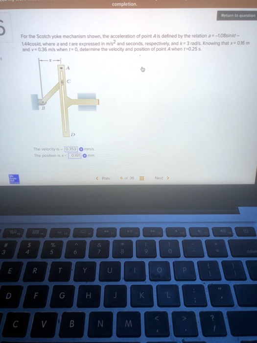 For the Scotch yoke mechanism shown, the acceleration of point A is ...