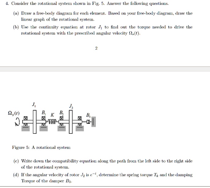 Please answer all the parts. THANK YOU. 4. Consider the rotational system shown in Fig. 5 ...