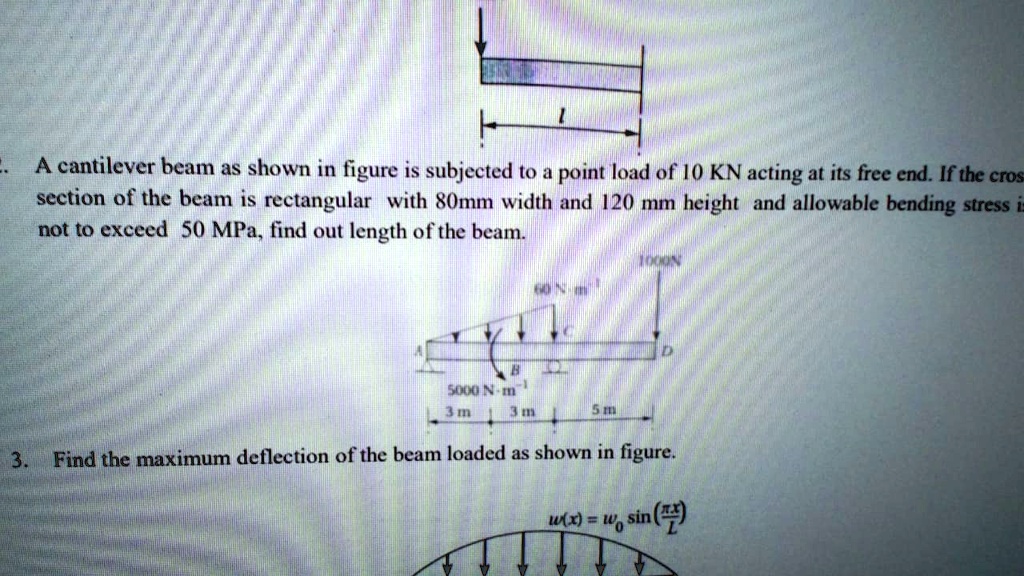 2. A cantilever beam as shown in figure is subjected to a point load of ...
