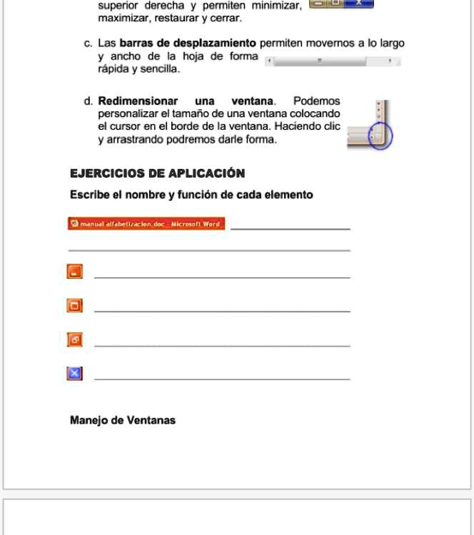 SOLVED: Informática escribe el nombre y la función de cada elemento ...