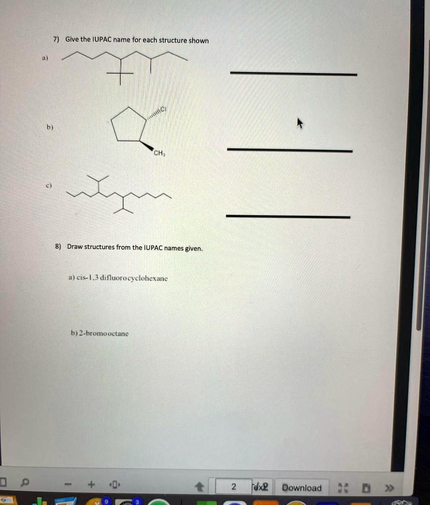 SOLVED:Give the IUPAC name for each structure shown CH Draw structures from the IUPAC names ...