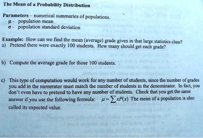 The Mean of a Probability Distribution Parameters